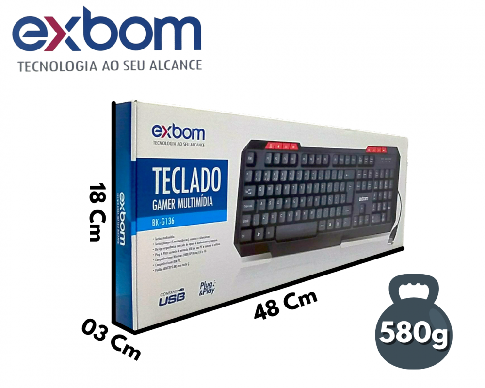 Jonh Variedades, eletrônicos e acessórios - Teclado gamer Multimídia BK ...