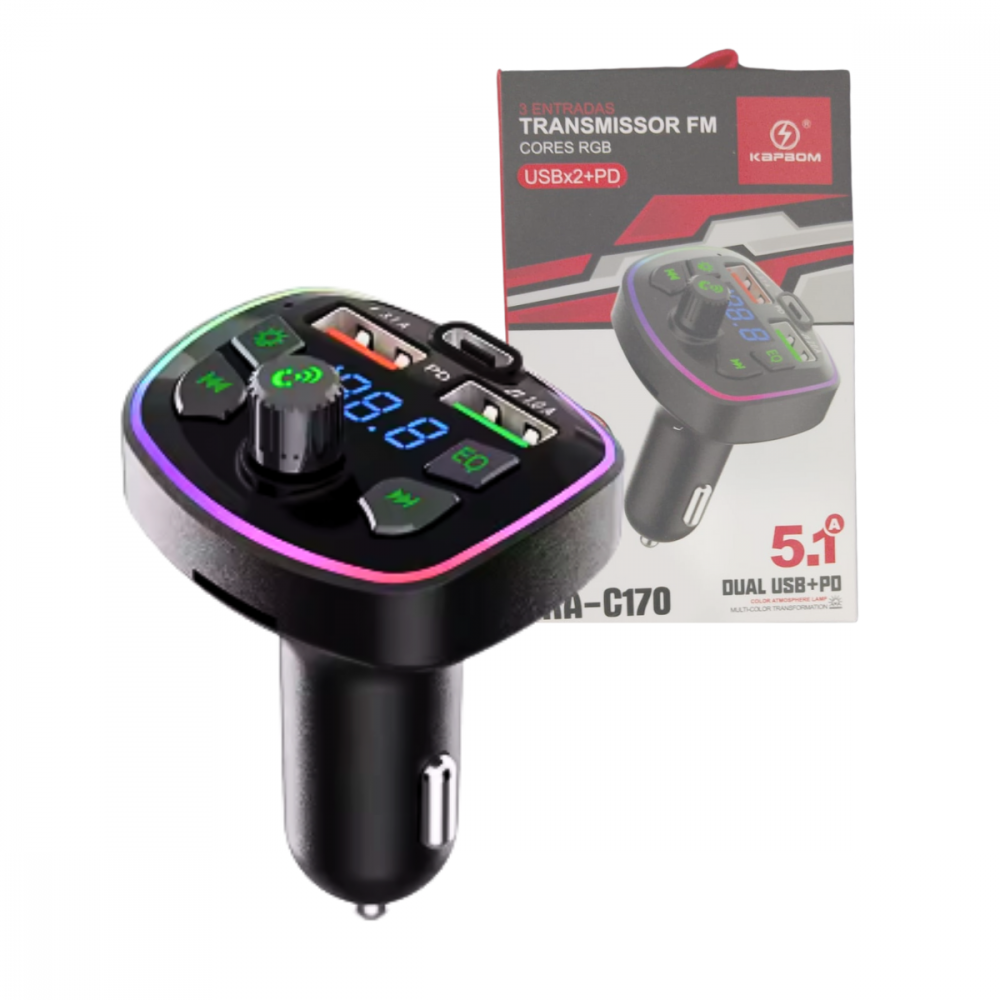 Jonh Variedades - Eletrônicos e Acessórios - Carregador Transmissor Veicular Bluetooth 5.1 com ...